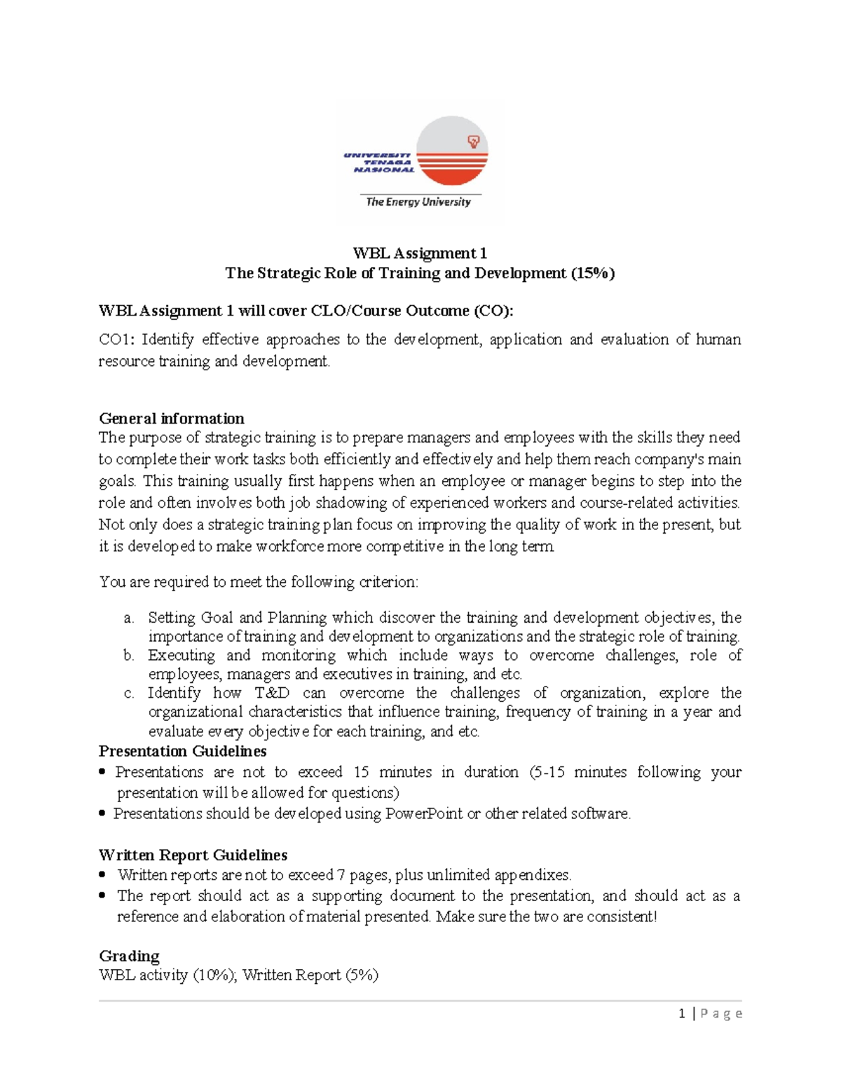 Assignment 1- The Strategic Role of TD - WBL Assignment 1 The Strategic ...