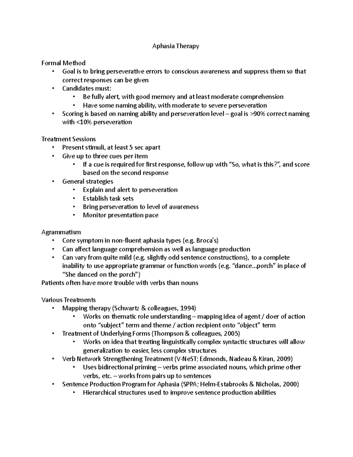 Aphasia Therapy - Notes from Dr. Filmore's Neuroscience in CSD course ...