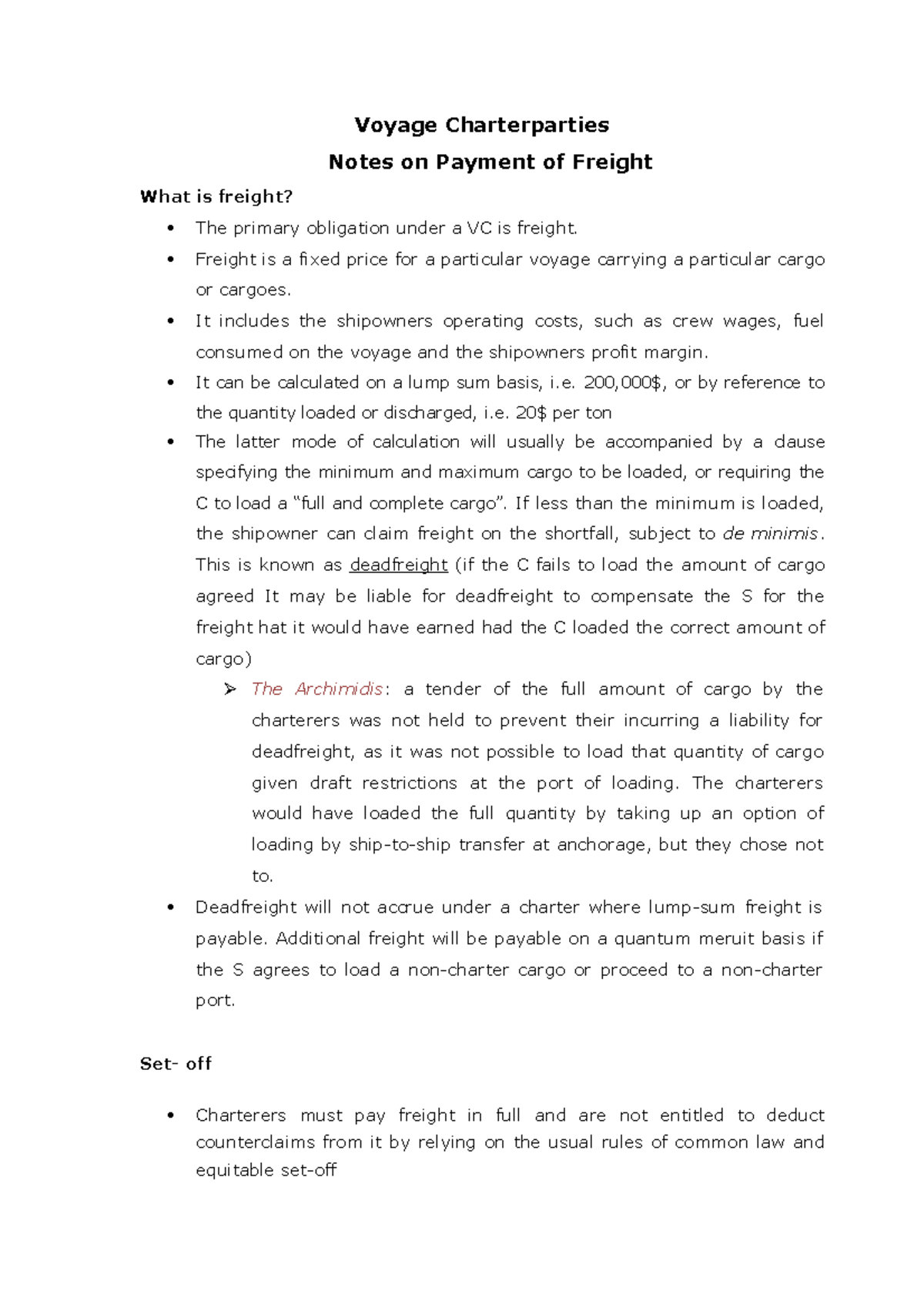 Final Voyage Charterparties Voyage Charterparties Notes On Payment Of final-voyage-charterparties-voyage-charterparties-notes-on-payment-of