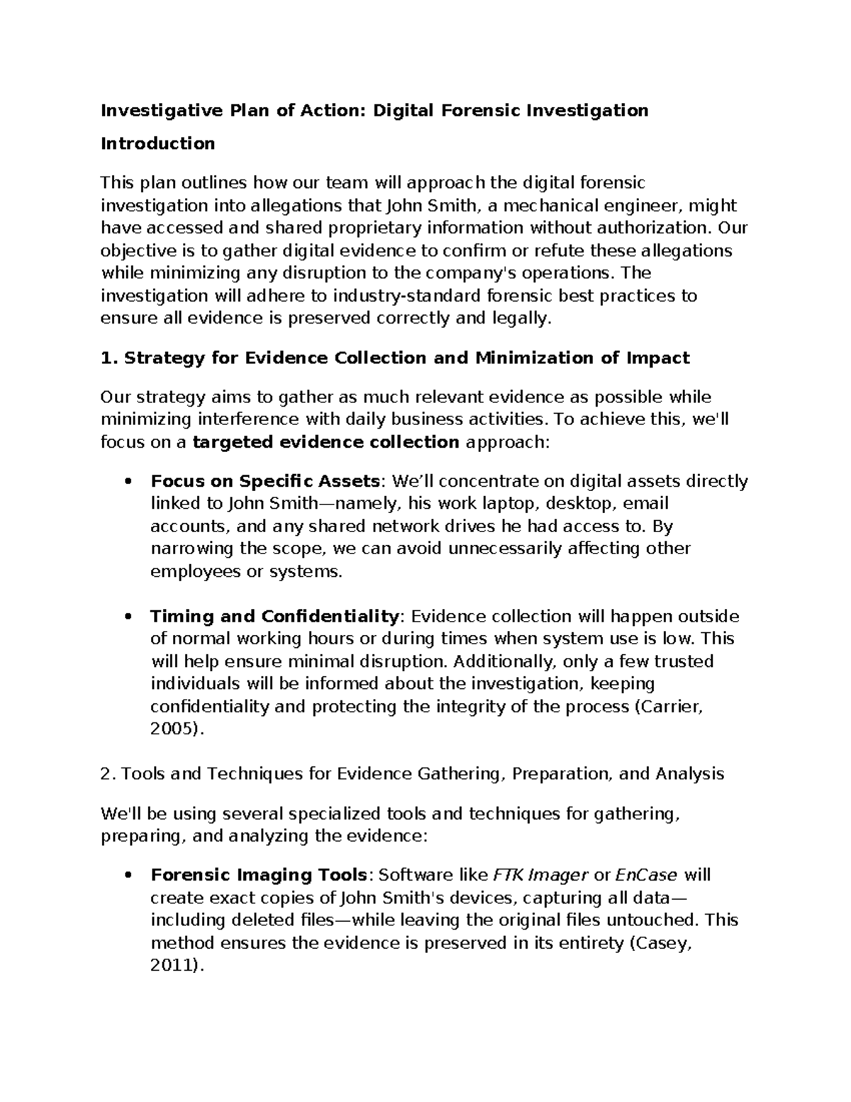 Task 1 D431 - Task 1 D431 - Investigative Plan of Action: Digital ...