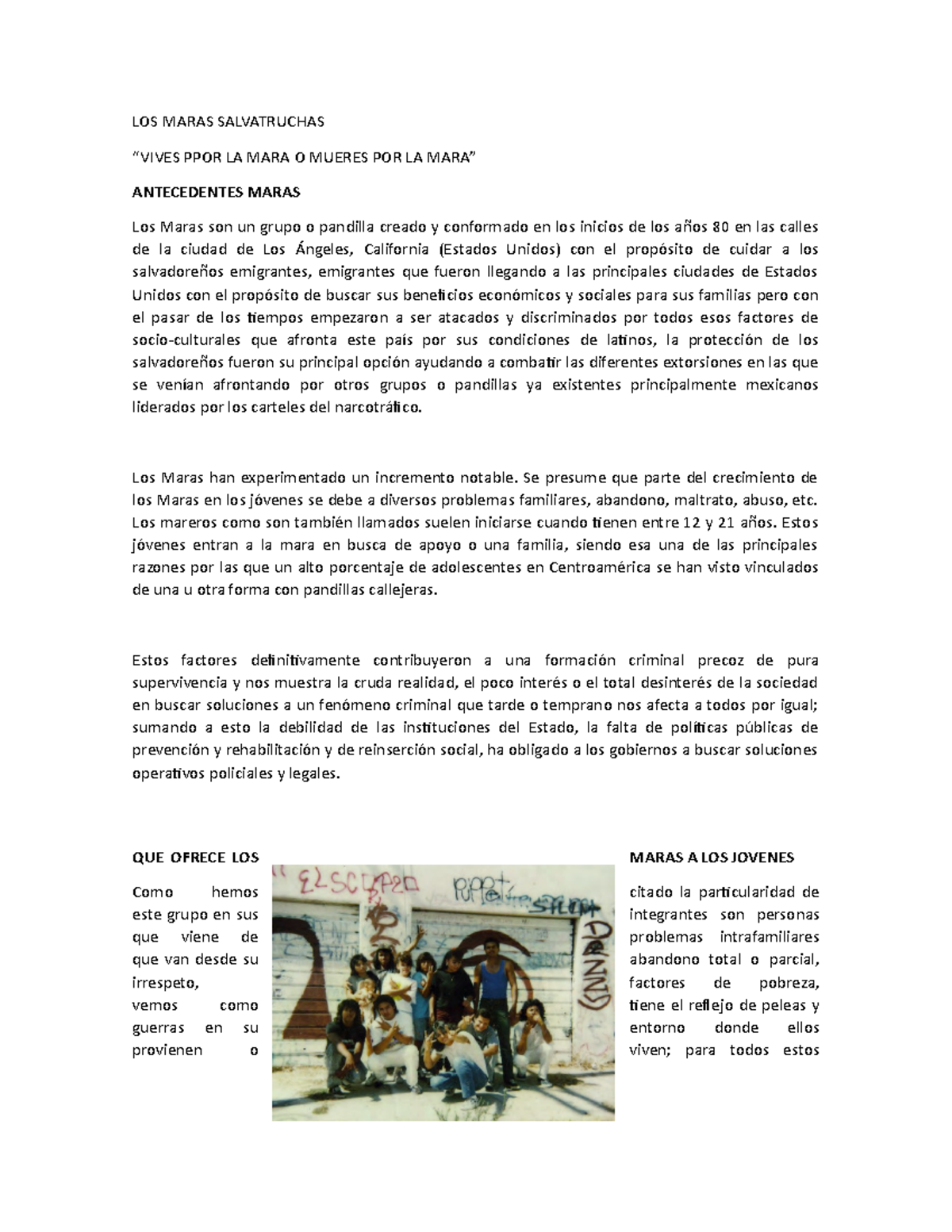 Loa Maras Salvatruchas - LOS MARAS SALVATRUCHAS “VIVES PPOR LA MARA O ...