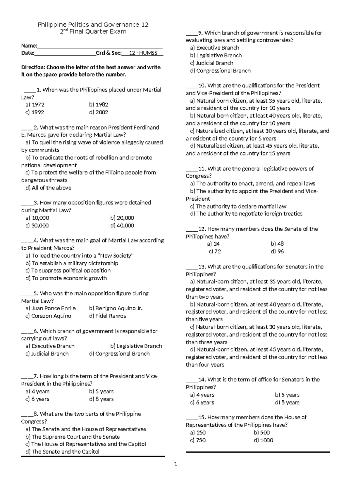 PPG-2Q-Jan-with TOS - EXAM AND TABLE OF SPECIFICATION IN PPG ...