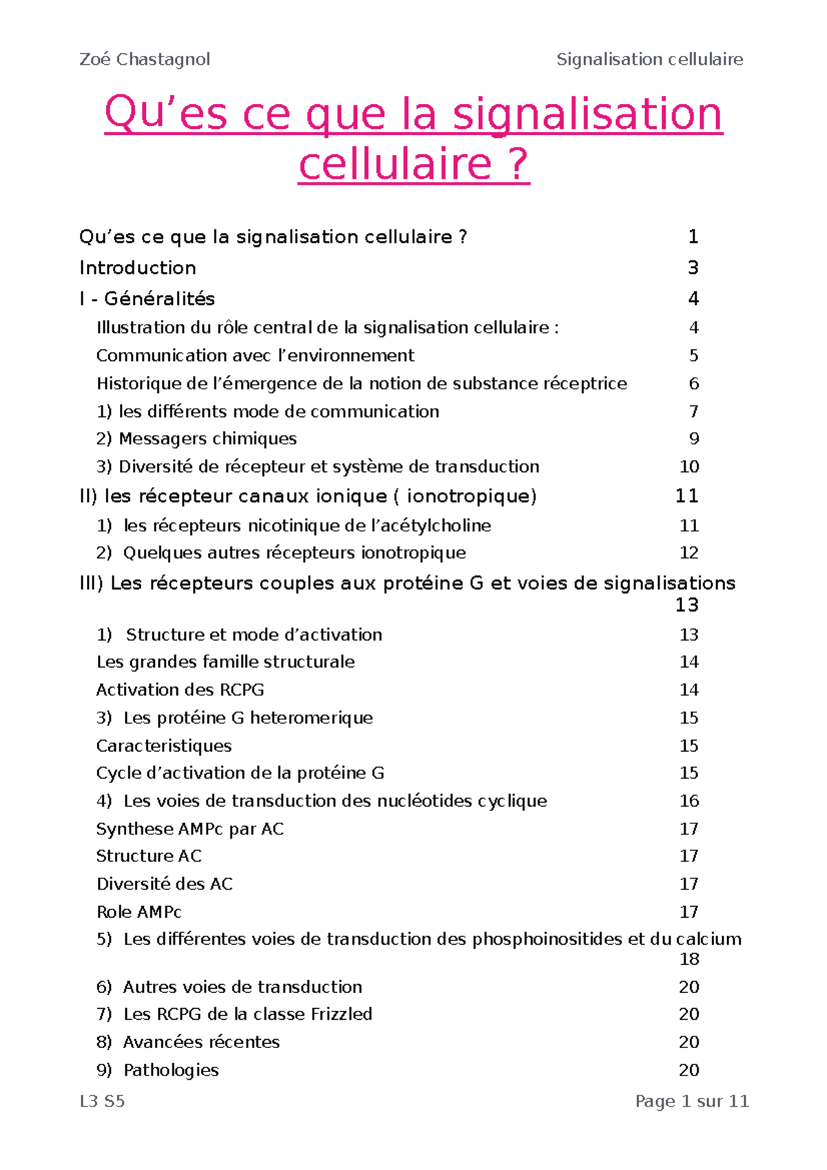 Introduction et généralité à la signalisation cellulaire - Zoé ...