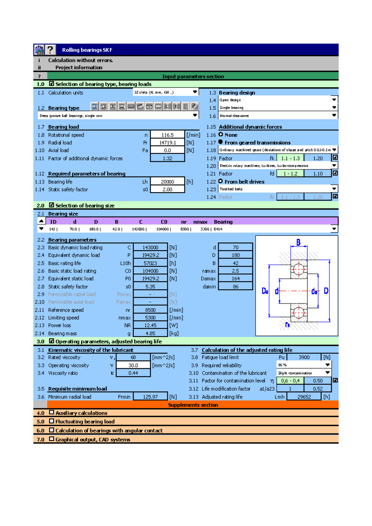 Bearing SKF No1 Shaft No 2 example 1 en - Název výpočtu Rolling ...