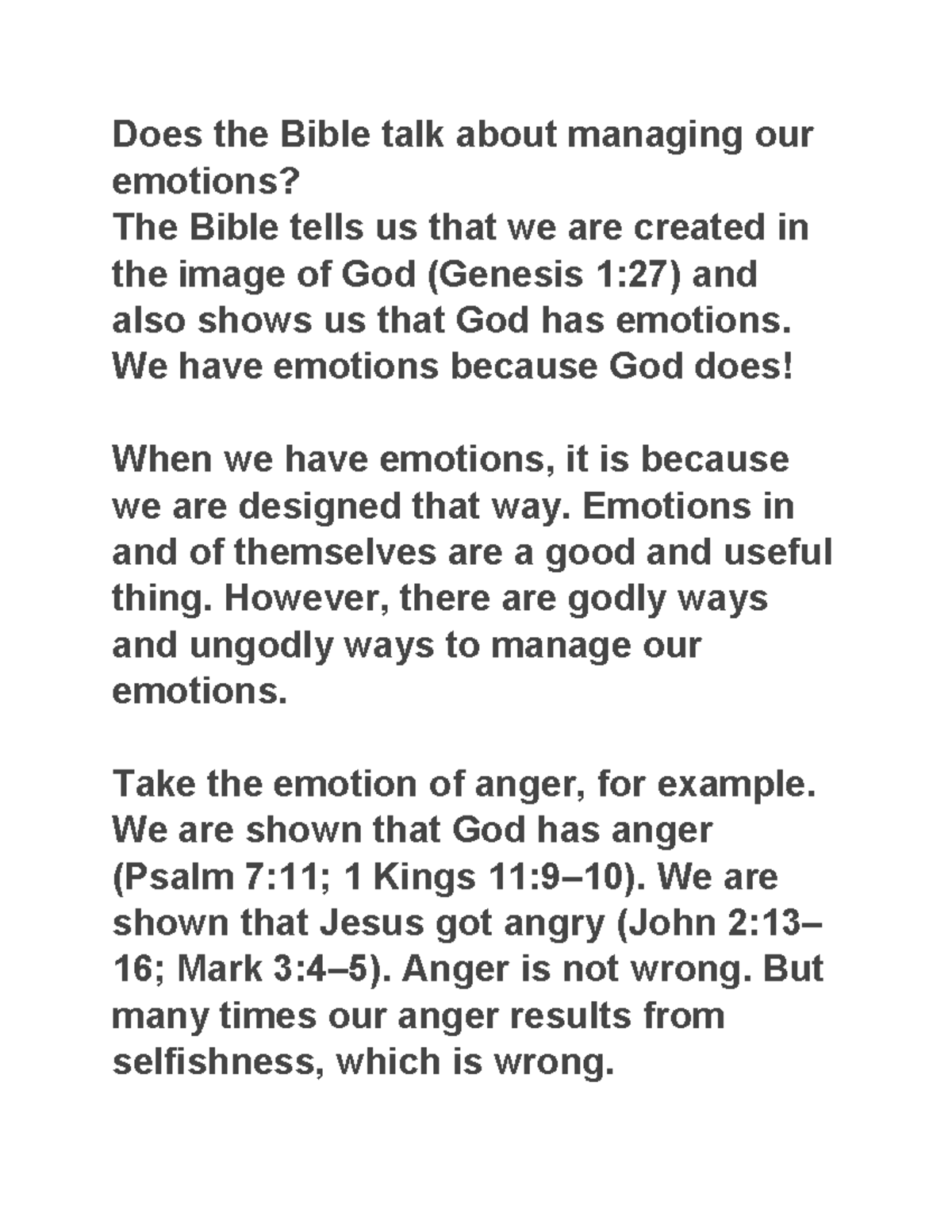 Does the Bible talk about managing our emotions - Does the Bible talk ...