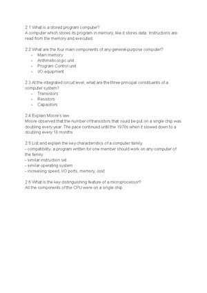 CEA201 Chapter 1 - anwser the exercise - 1. Computer organization is concerned with the way ...