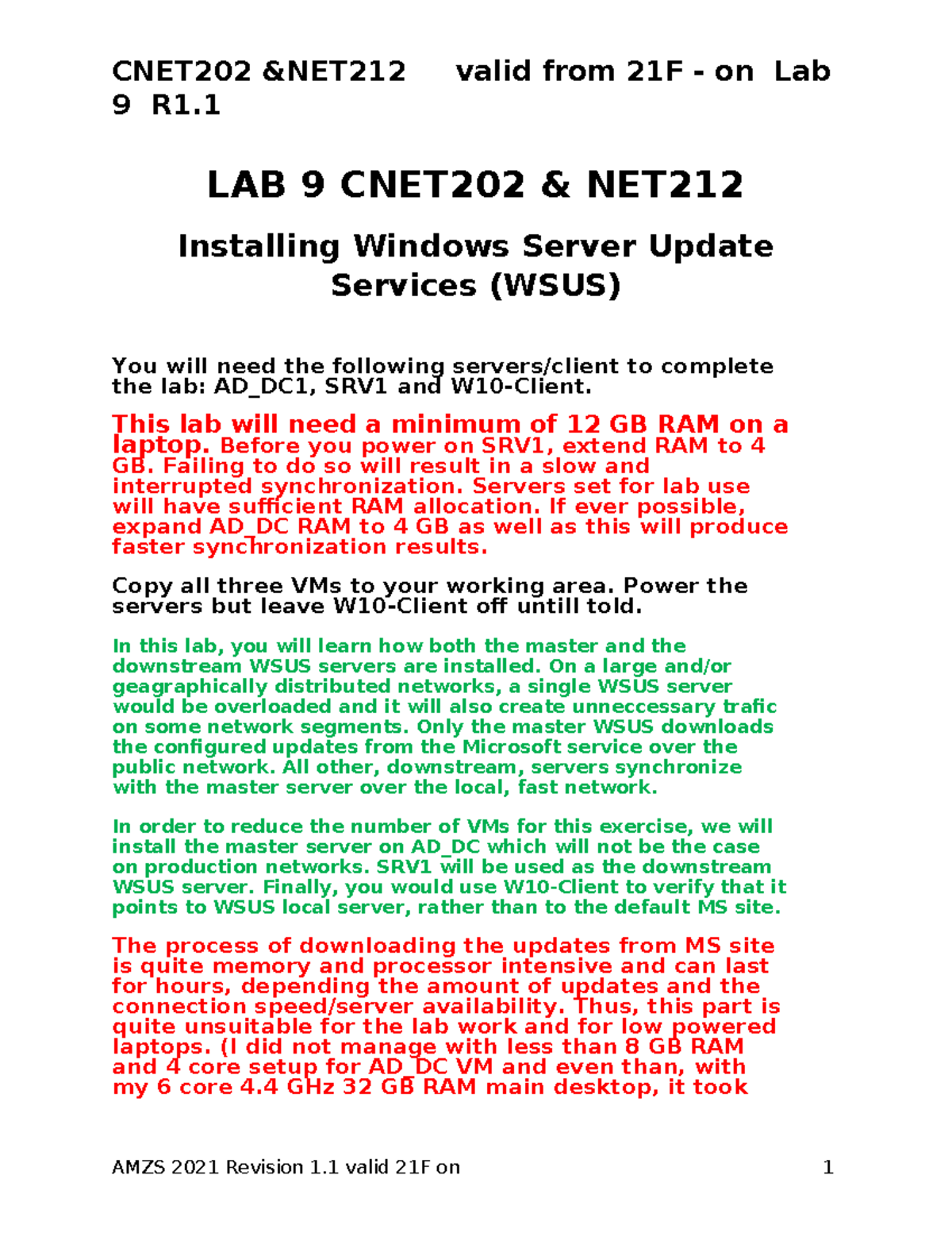 Prabesh Silwal LAB 9 2019 - 9 R1. LAB 9 CNET202 & NET Installing Windows Server Update Services ...