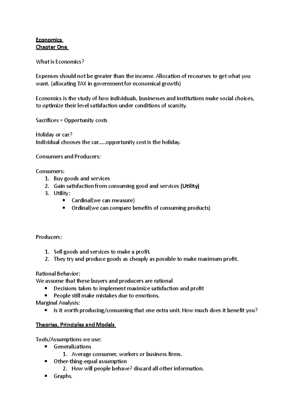 Economics Chapter One - Economics Chapter One What is Economics ...