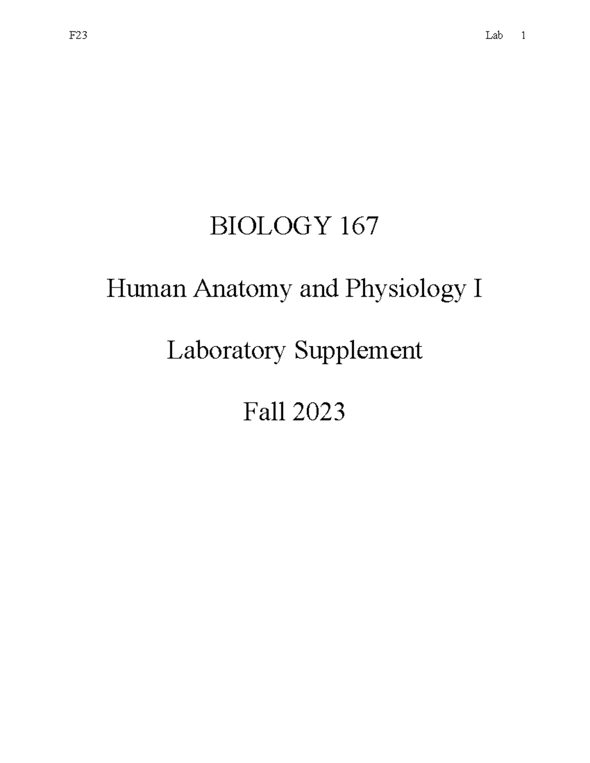 167 Lab 1 Supplement F23-2 - BIOLOGY 167 Human Anatomy and Physiology I ...