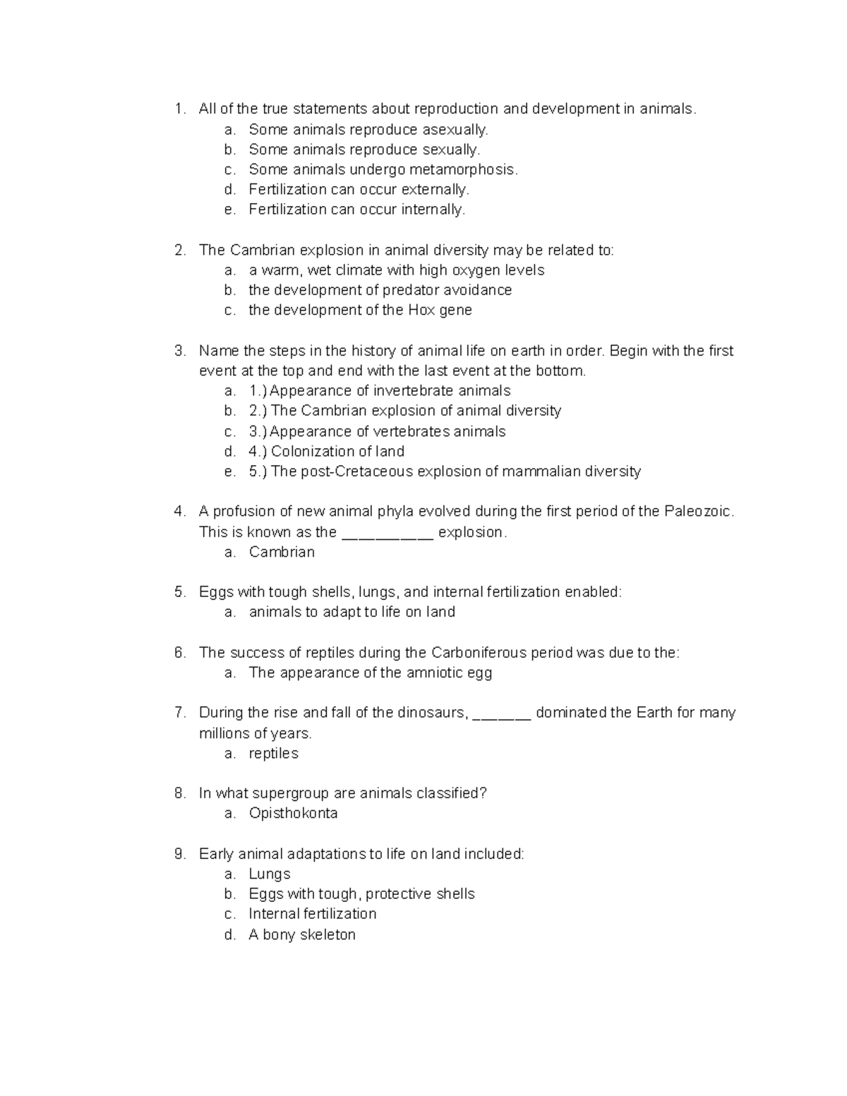 Bio 2040 chapter 34 pt 2 - These are questions that were created to ...