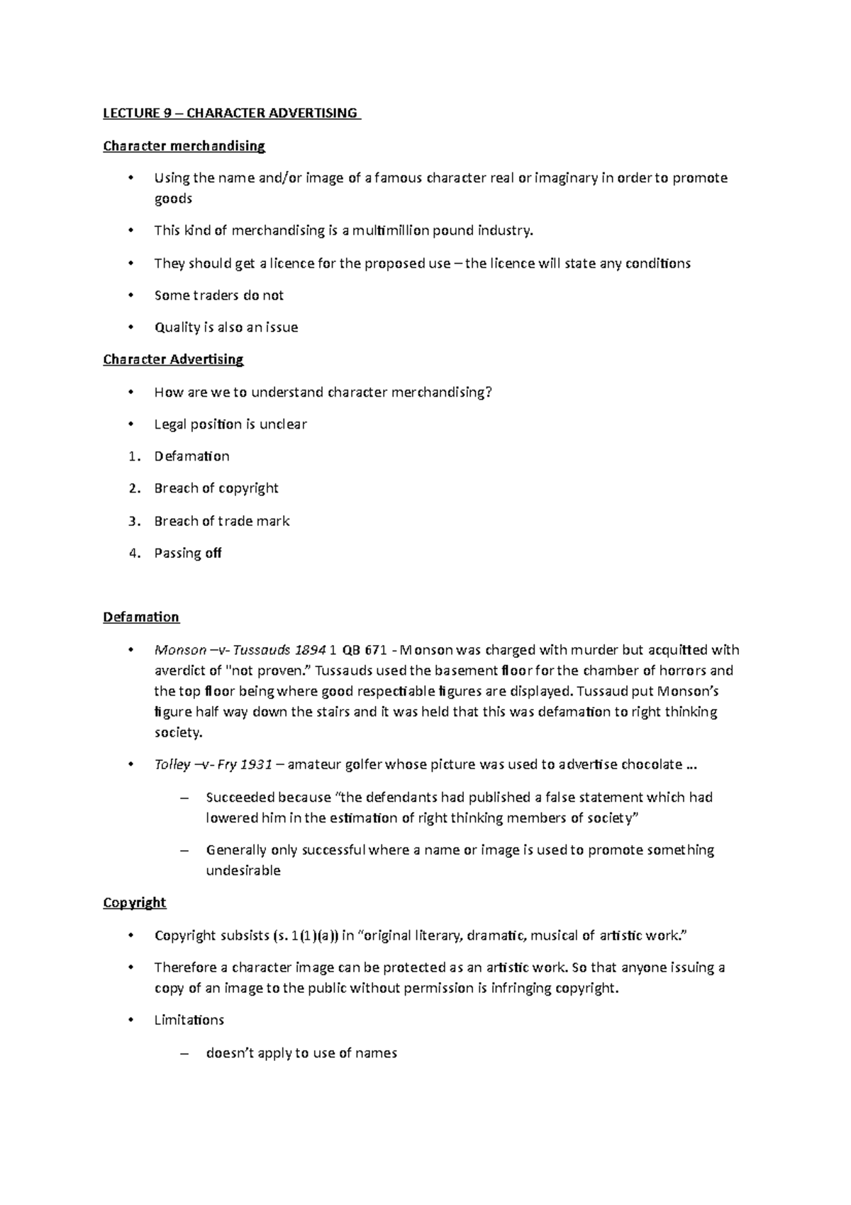 L9 - Character Advertising - LECTURE 9 – CHARACTER ADVERTISING ...