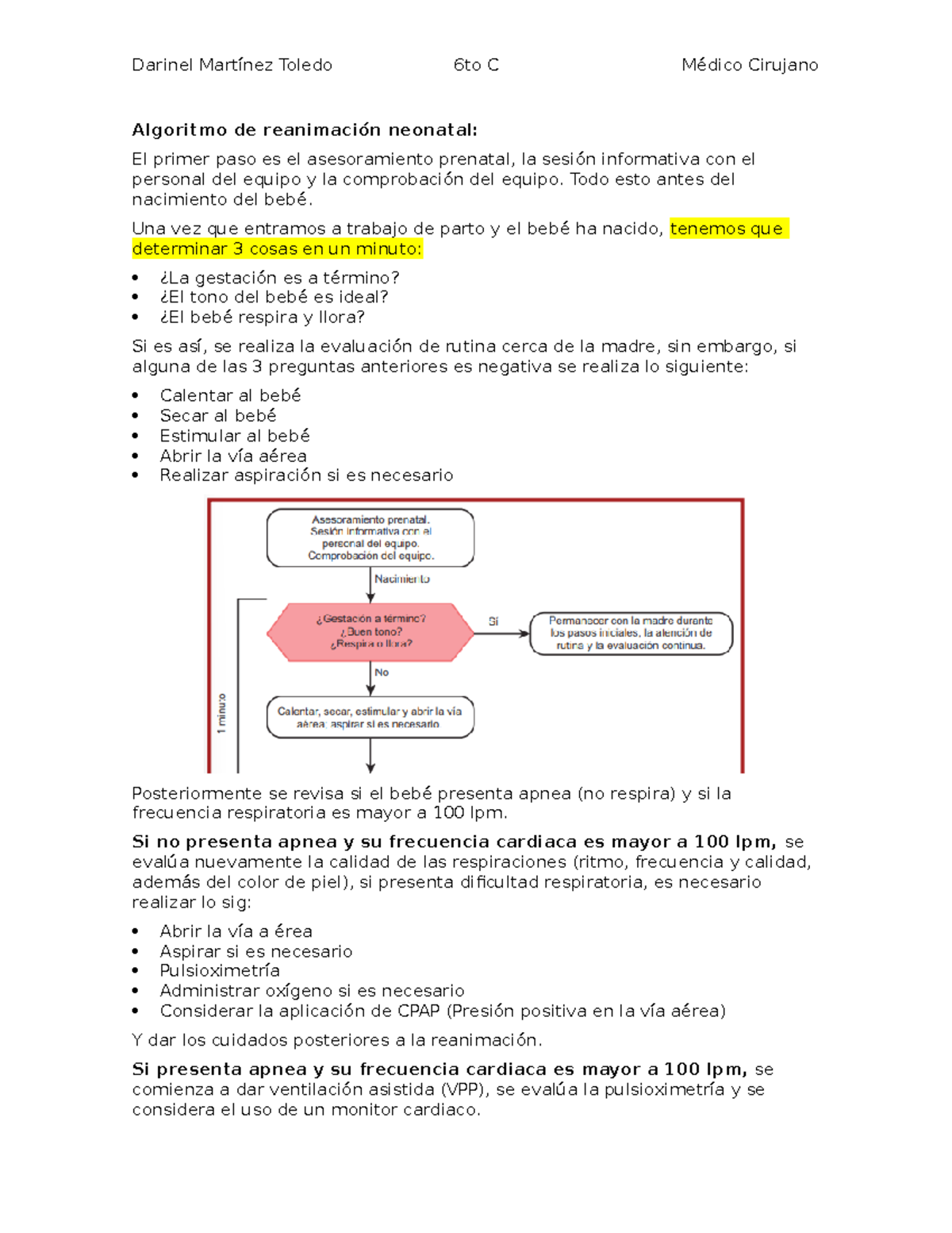 Algoritmo de reanimación neonatal - Darinel Martínez Toledo 6to C ...