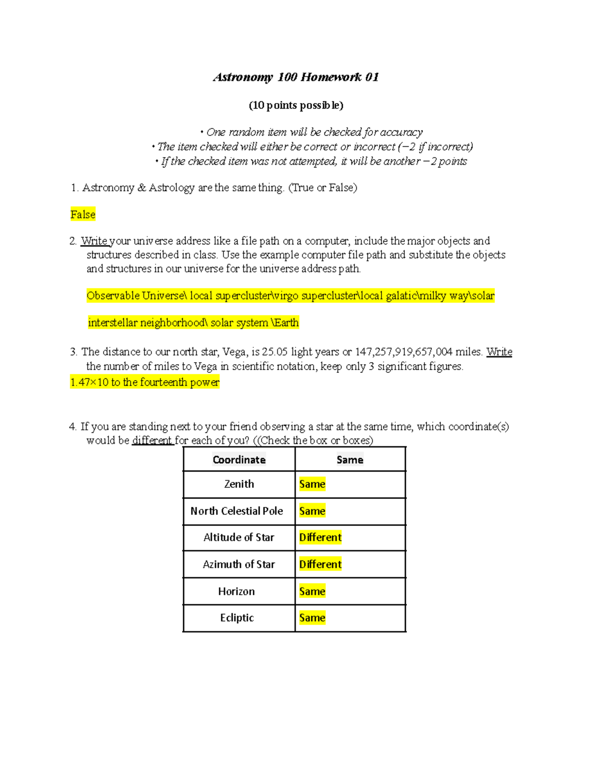 Homework 1st - ASTRON-100-83970 - Astronomy 100 Homework 01 (10 points ...