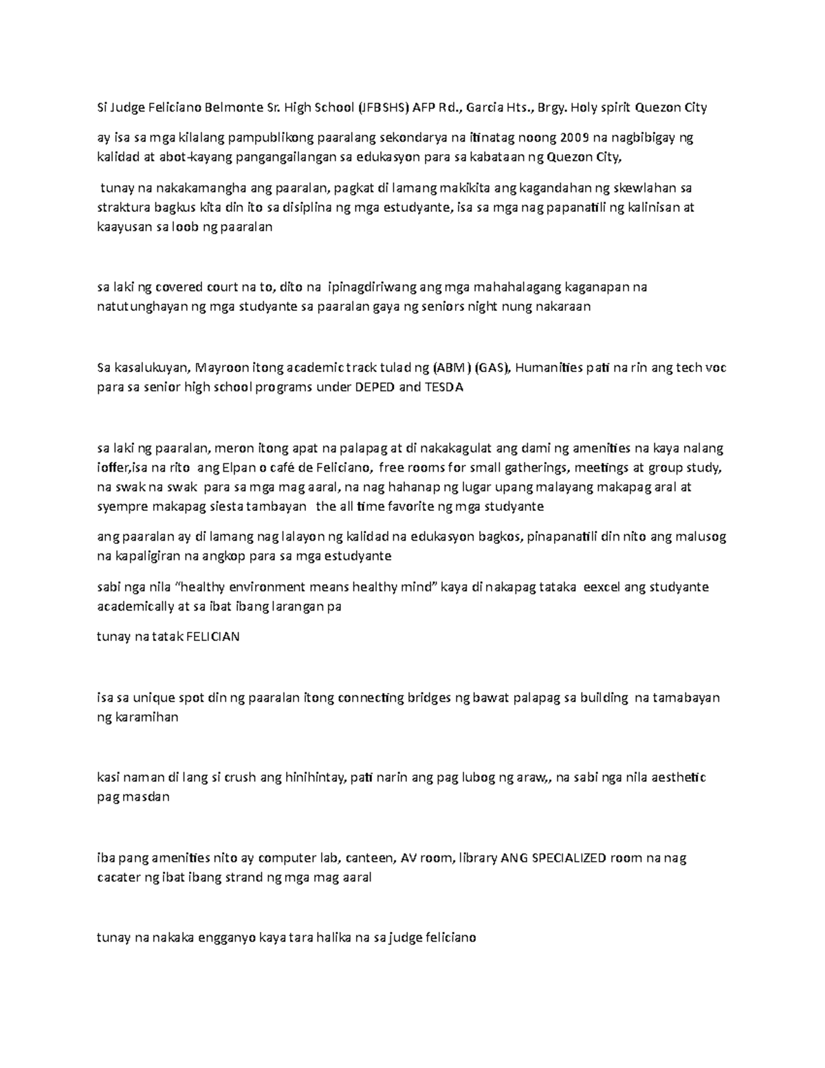 Si Judge Feliciano Belmonte Sr - High School (JFBSHS) AFP Rd., Garcia ...