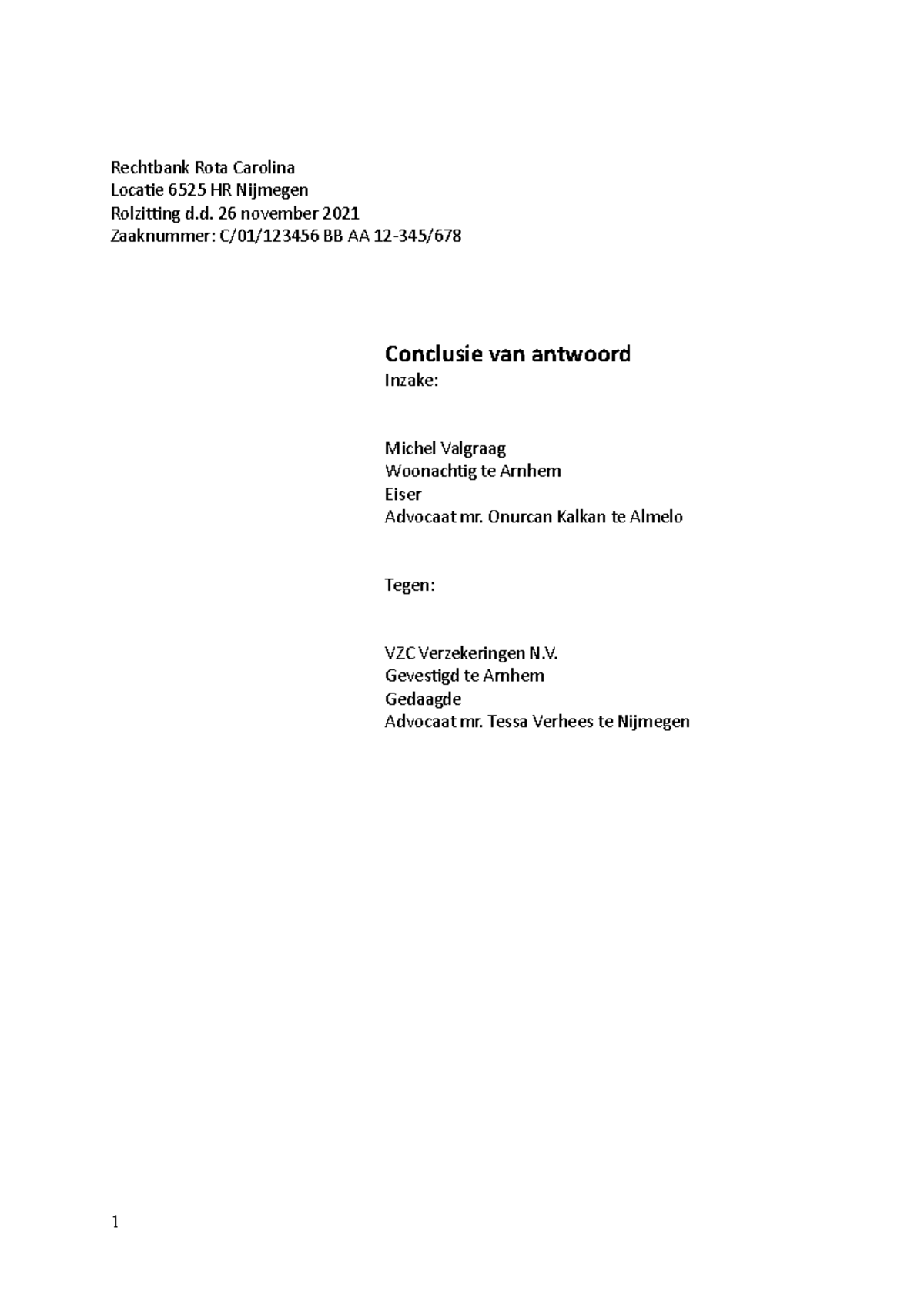 Rechtbank Rota Carolina - conclusie van antwoord - Rechtbank Rota ...