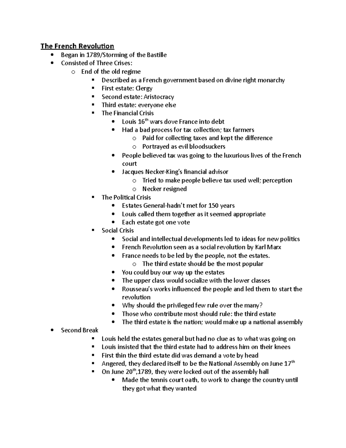 Lecture notes, lecture 15 - The French Revolution - The French ...