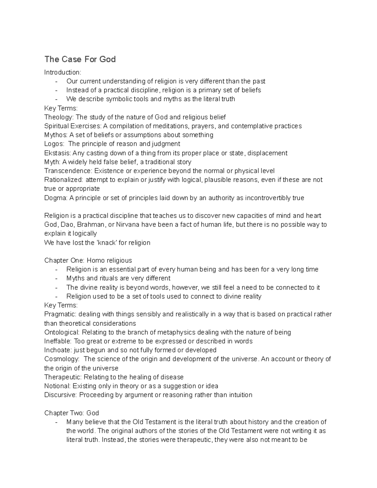 Religion Midterm Study Guide - The Case For God Introduction: - Our ...