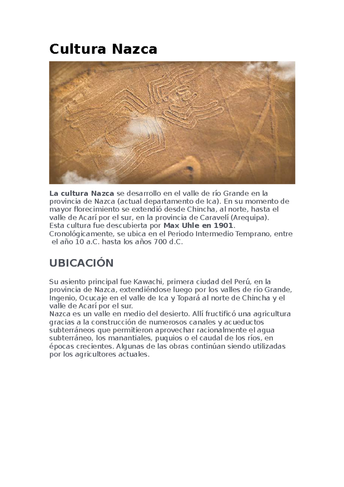 Cultura Nazca - PARA USAR BIEN - Cultura Nazca La cultura Nazca se ...