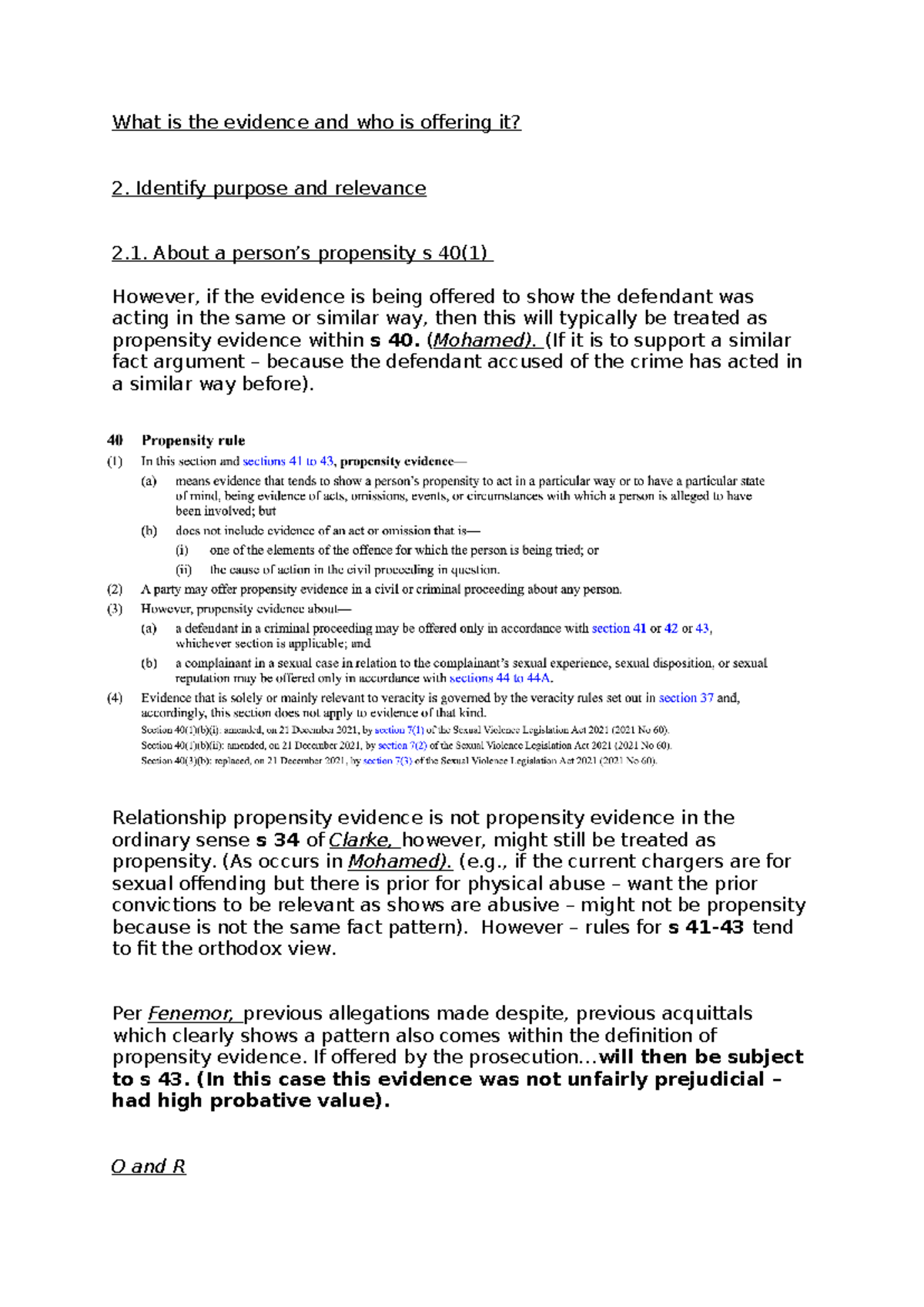 Propensity Evidence Notes - What is the evidence and who is offering it ...