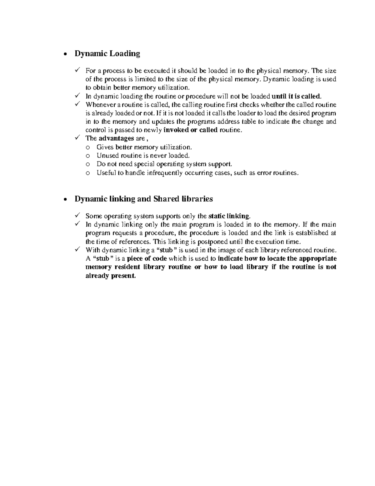 Operating System Module-3(Part-3) - • Dynamic Loading For a process to ...