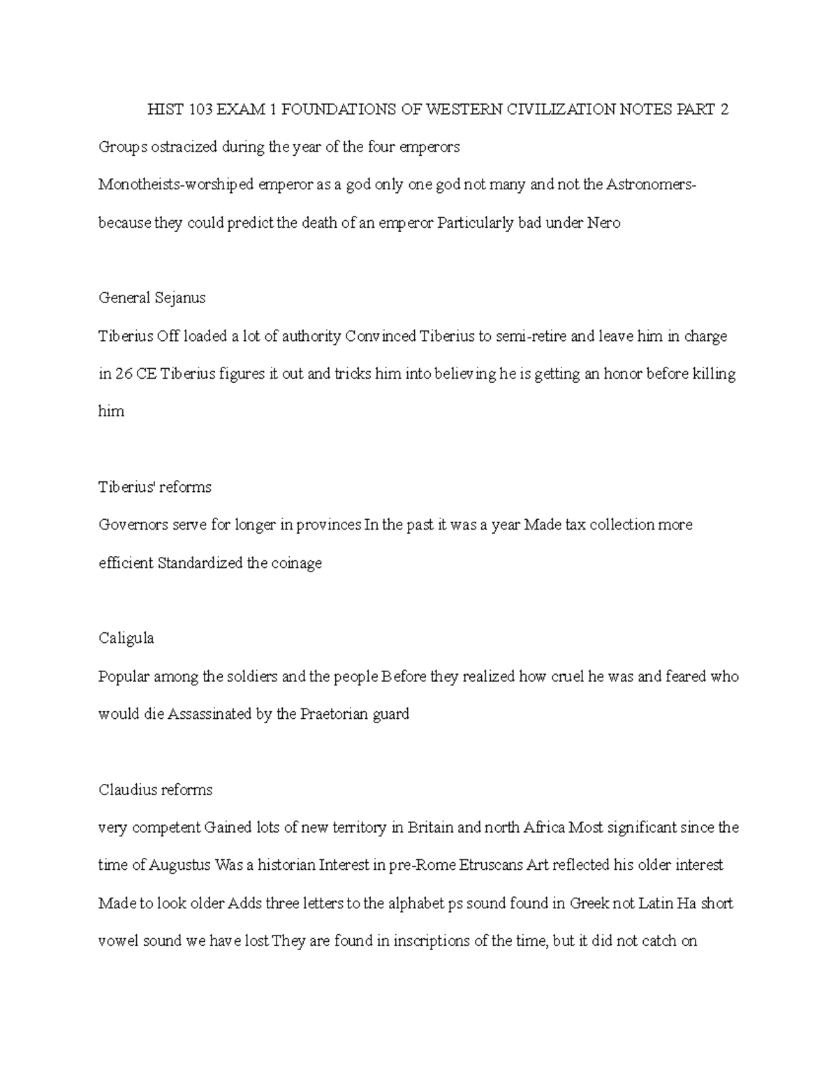 HIST 103 EXAM 1 Foundations OF Western Civilization Notes PART 2 - HIST ...