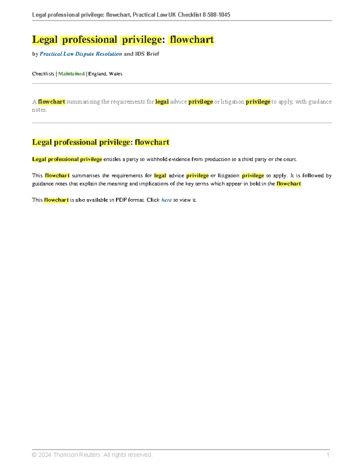 Legal professional privilege flowchart - Legal professional privilege ...