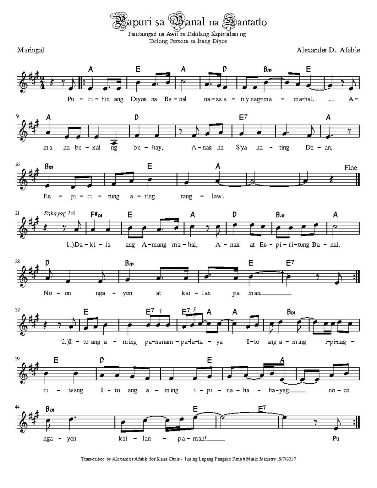 Papuri sa banal na santatlo - Maringal 9 Papuri sa Pambungad na Awit sa ...