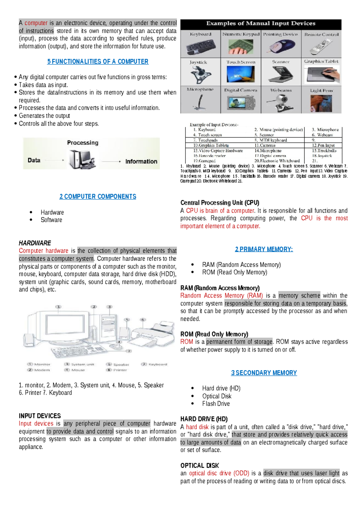 Intro-computing - uuju - A computer is an electronic device, operating ...