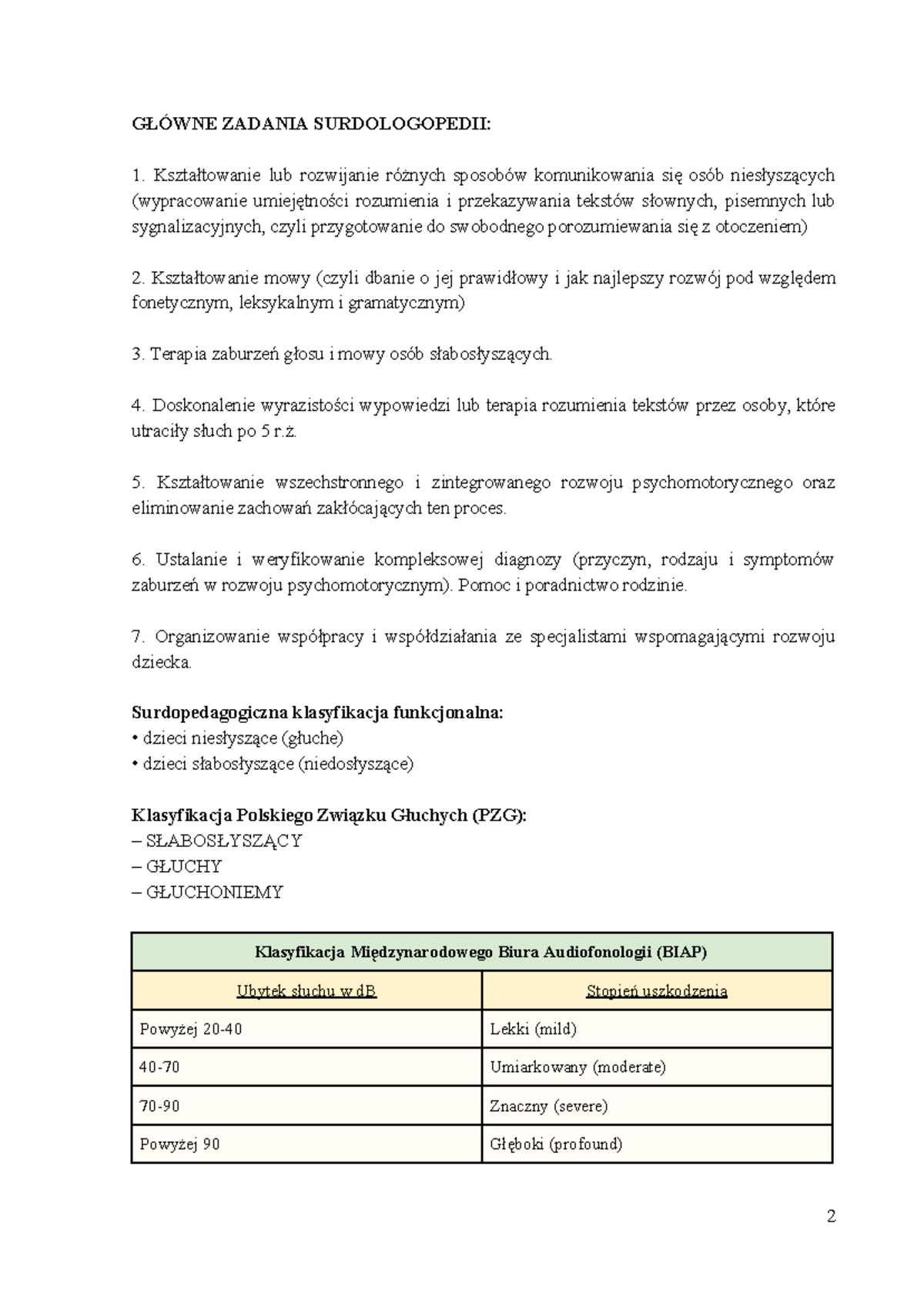 Surdologopedia - wprowadzenie - GŁÓWNE ZADANIA SURDOLOGOPEDII: 1 ...