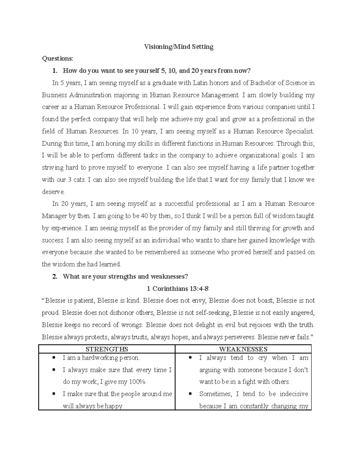 Visioning and Mind Setting - Visioning/Mind Setting Questions: How do ...