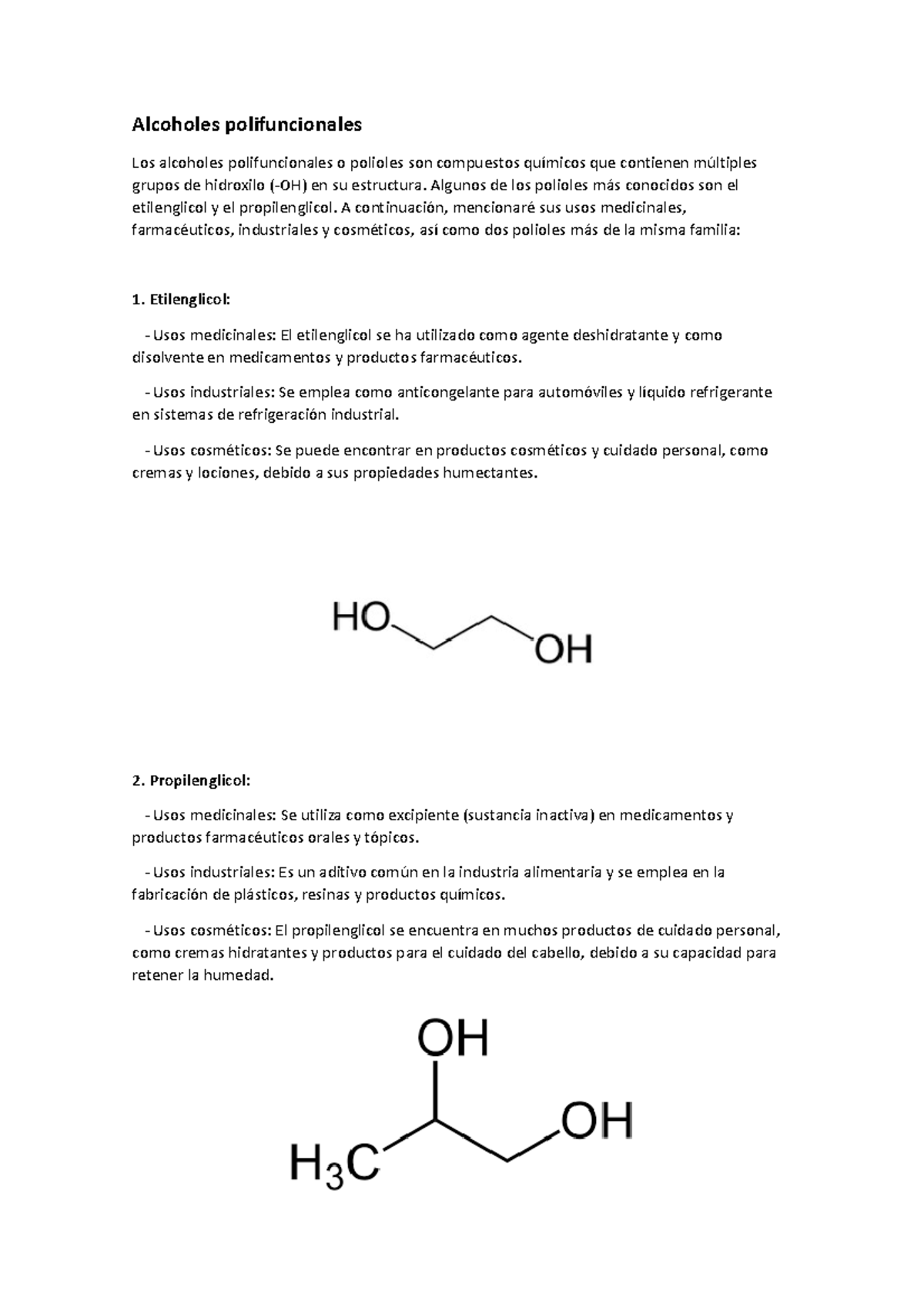 Alcoholes polifuncionales - Algunos de los polioles más conocidos son ...