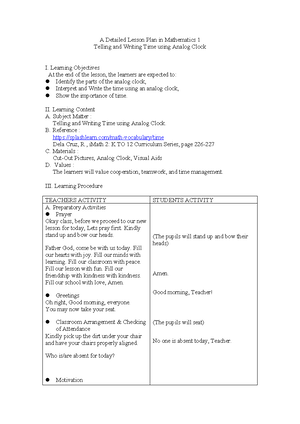 Lesson Plan in AP - Lesson Plan in Araling Panlipunan 1 Name of Teacher ...