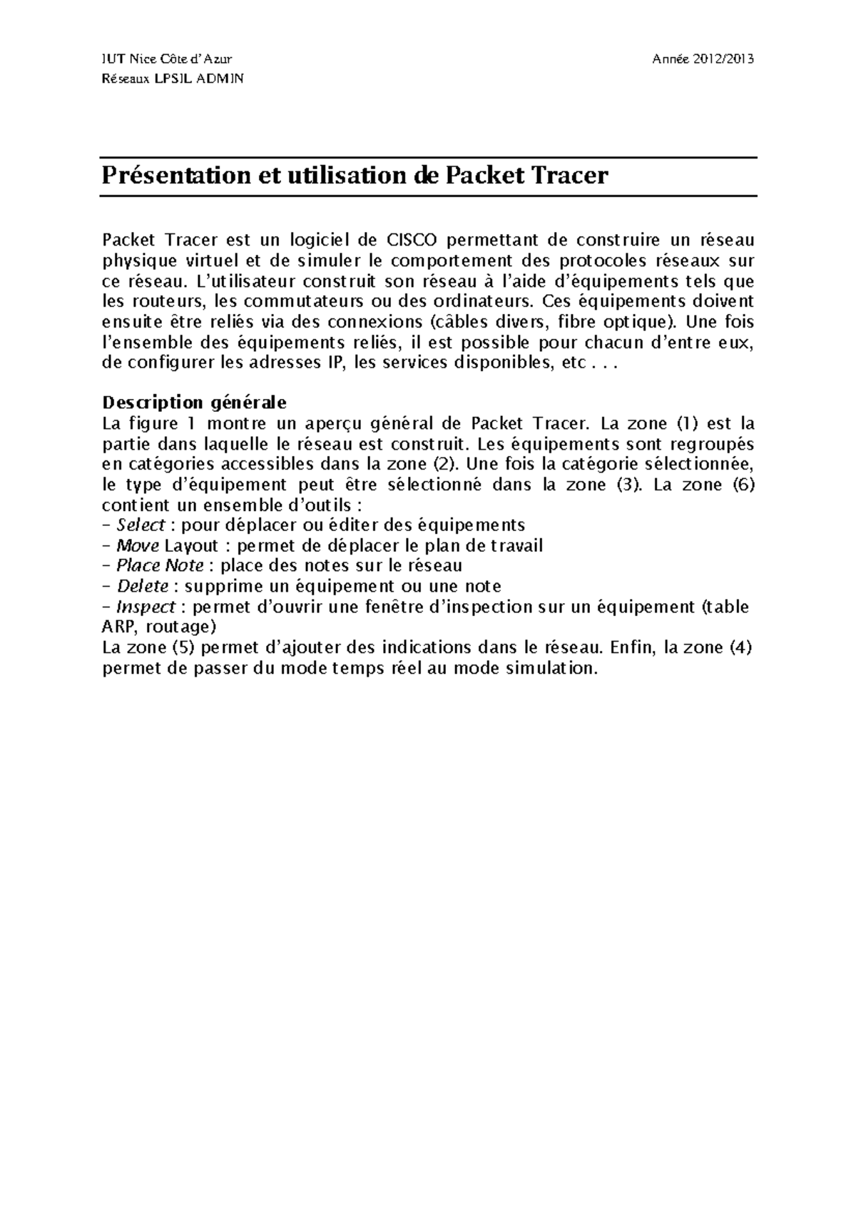 Utilisation Packet Tracer - Réseaux LPSIL ADMIN Présentation et ...