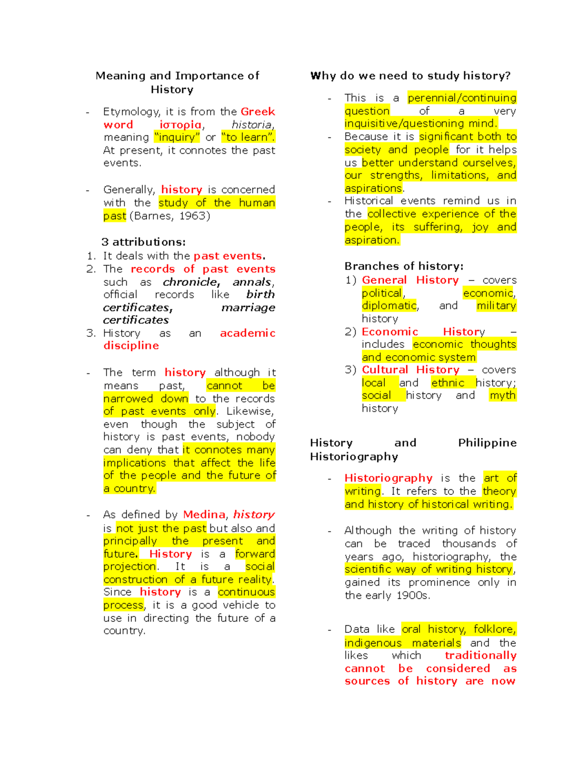 Module-1 - RPH REVIEWER - Meaning and Importance of History Etymology ...