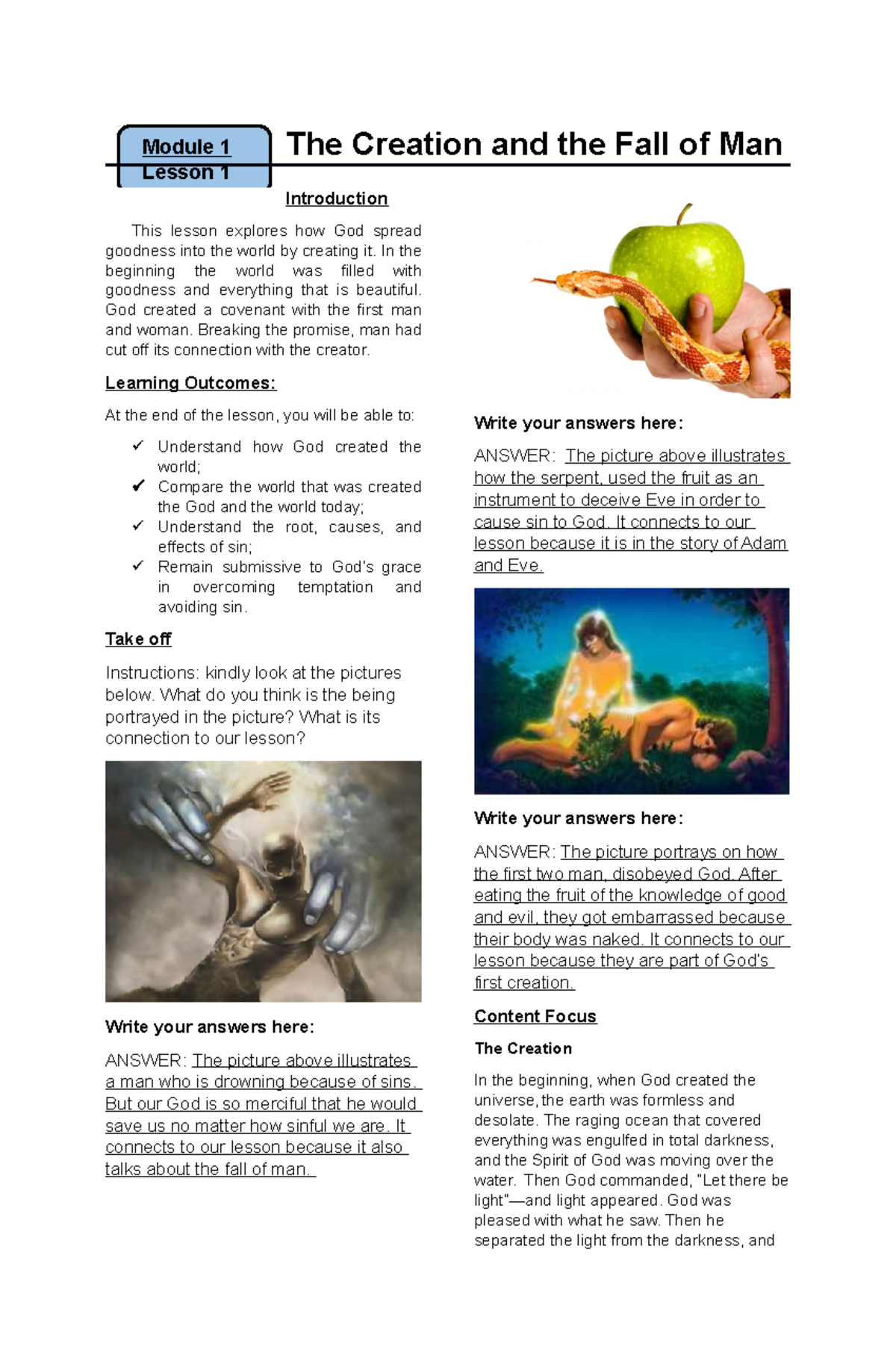 The Creation and the Fall of Man f - The Creation and the Fall of Man ...