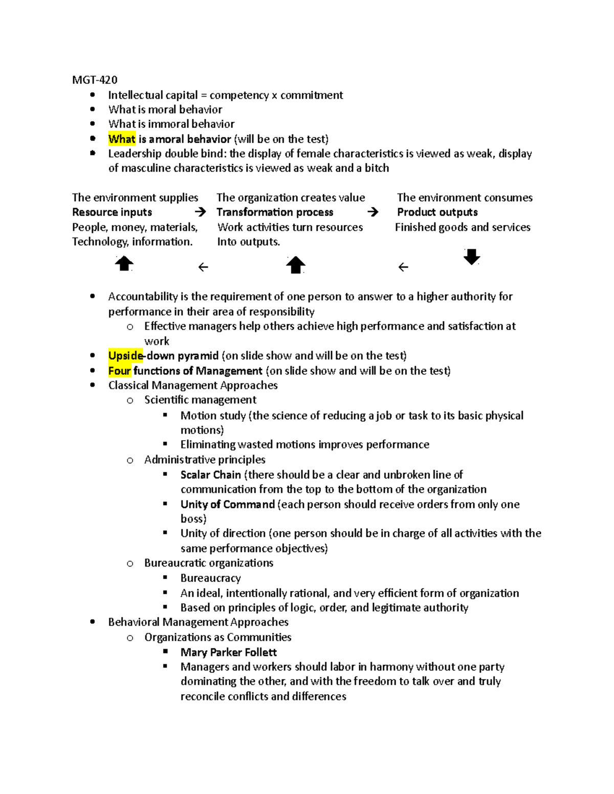 MGT-420 lecture notes - MGT- Intellectual capital = competency x ...