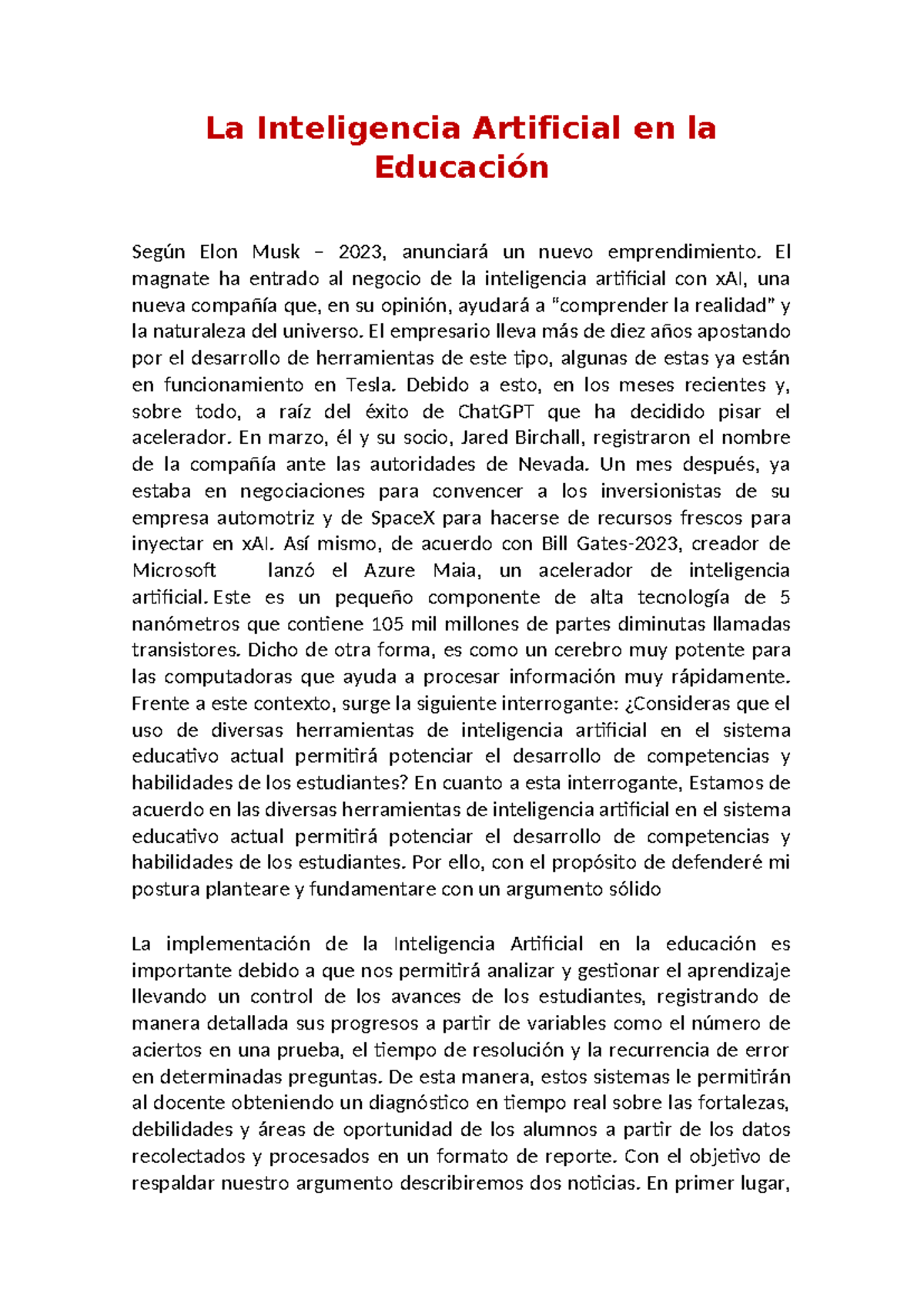 La Inteligencia Artificial en la Educación( Texto Argumentativo) - La ...