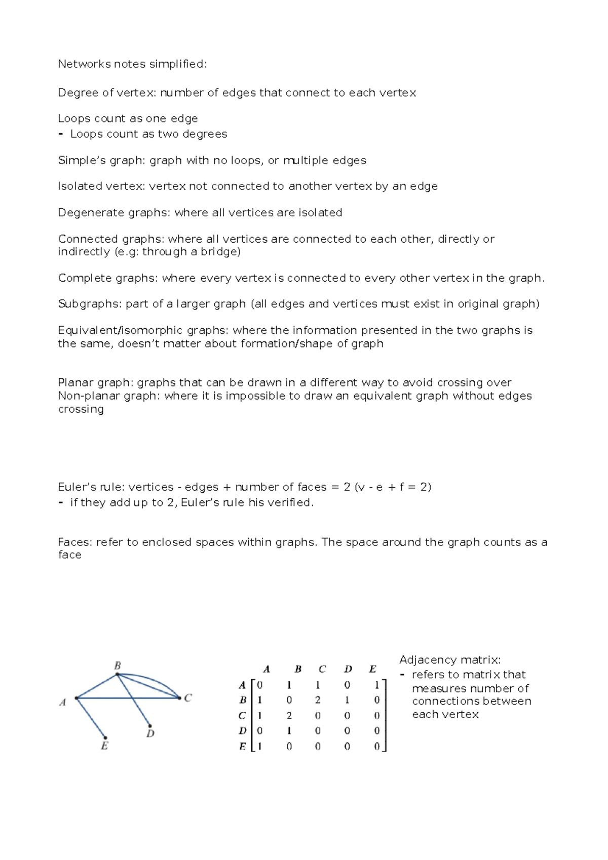 Networks simplified notes word - Networks notes simplified: Degree of ...