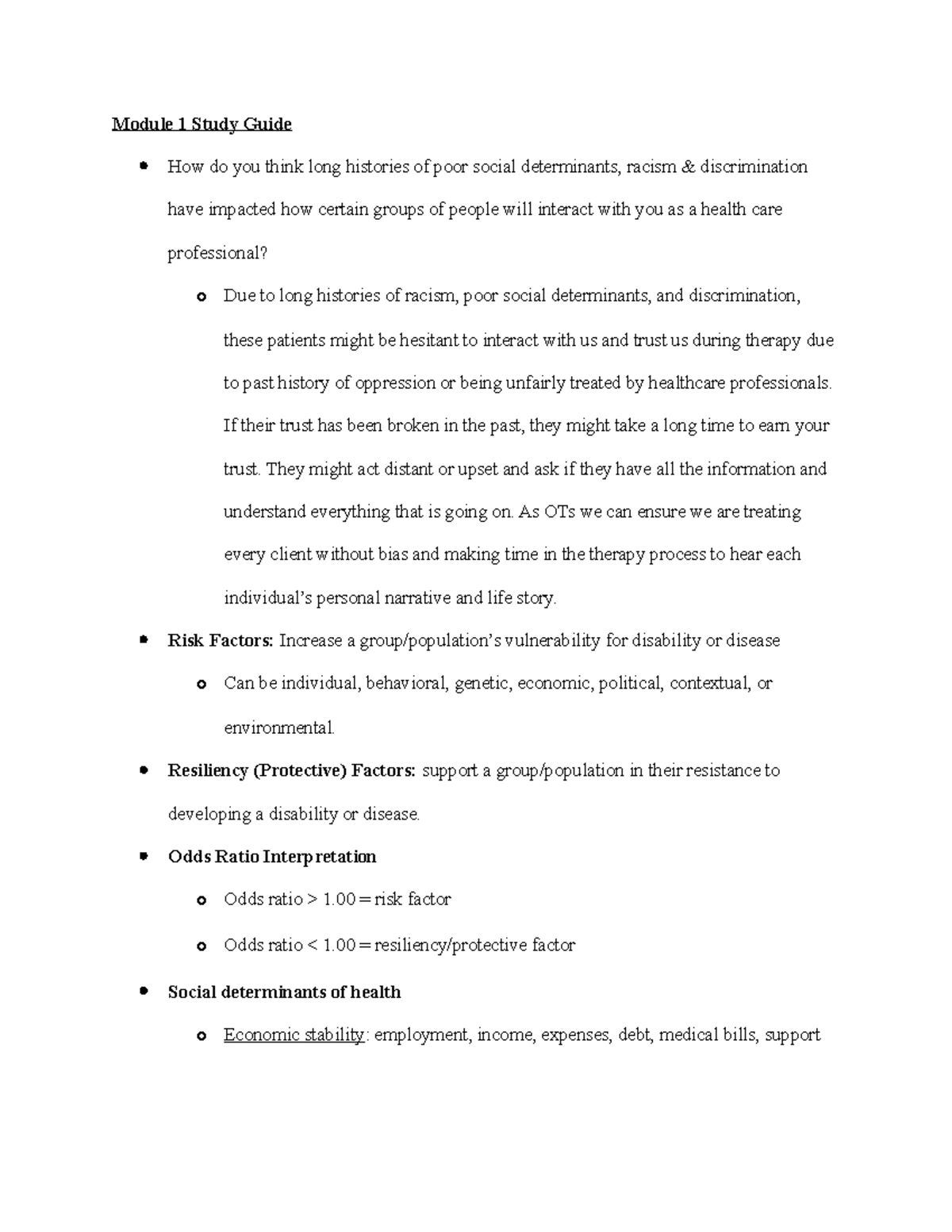 Module 1 Study Guide - Module 1 Study Guide How do you think long ...