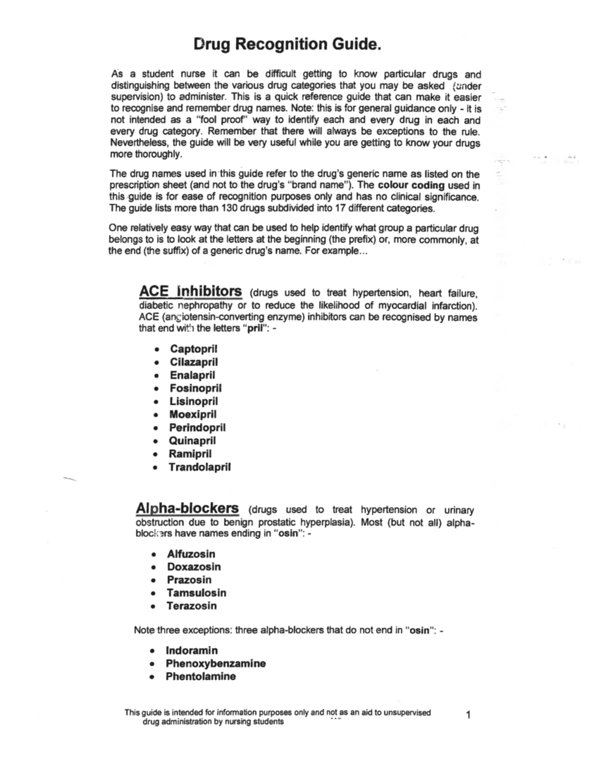 Drug Recognition Guide - As a student nurse it can be difficult getting ...