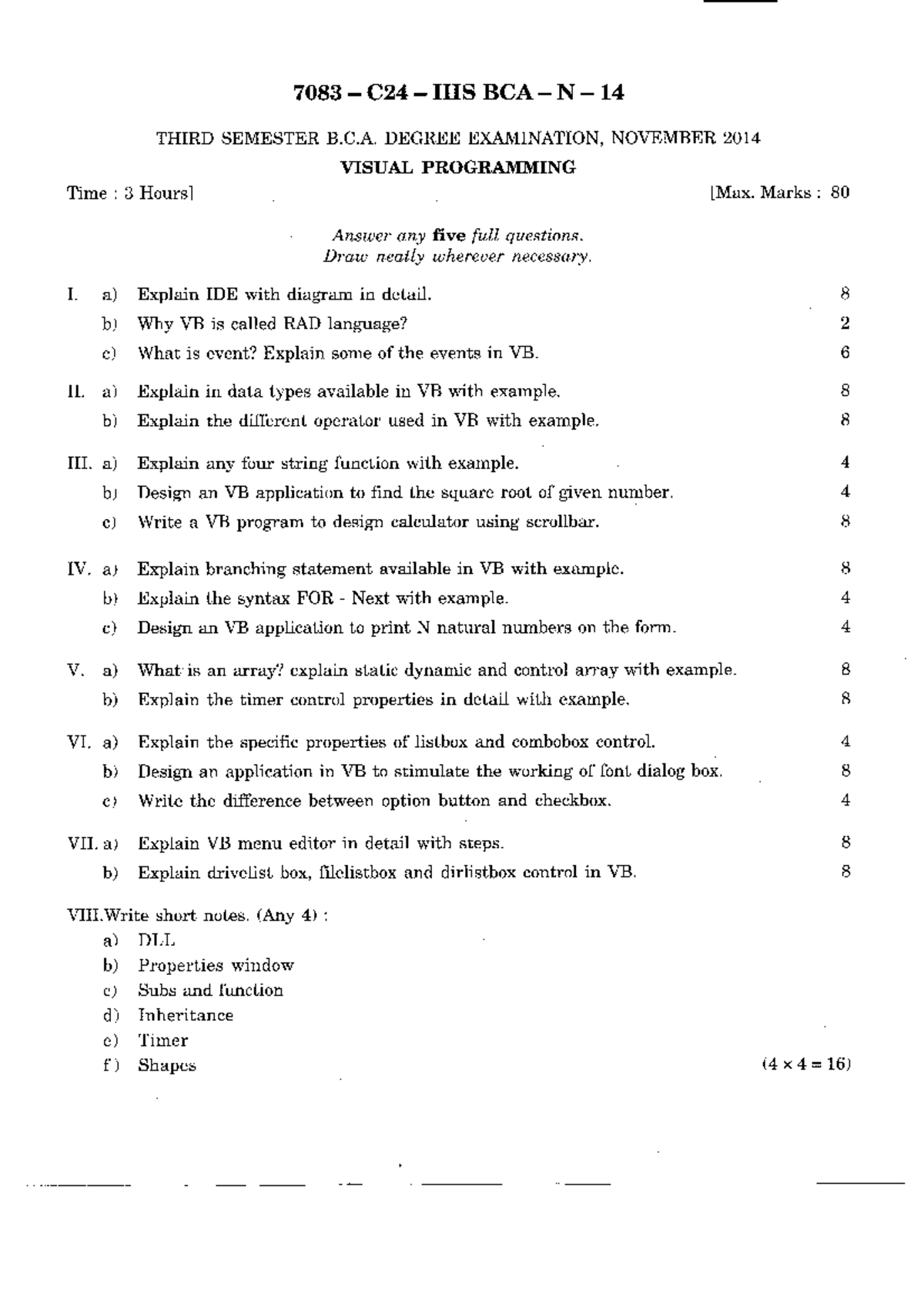 November 2014 Question paper - Visual Basic - Studocu