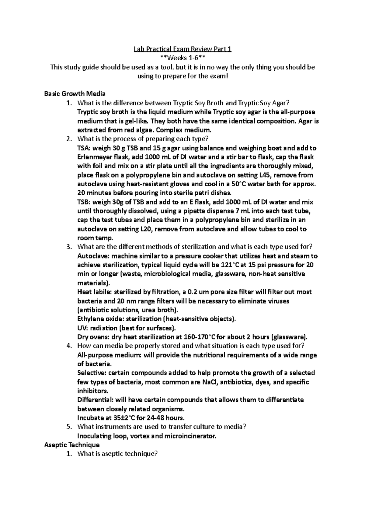 Biol251L.Lab Practical Exam Review Part 1 - Lab Practical Exam Review ...