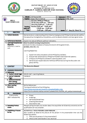 PER DEV WEEK 5 LP - Lesson Plan - I. OBJECTIVES A. Content Standards ...