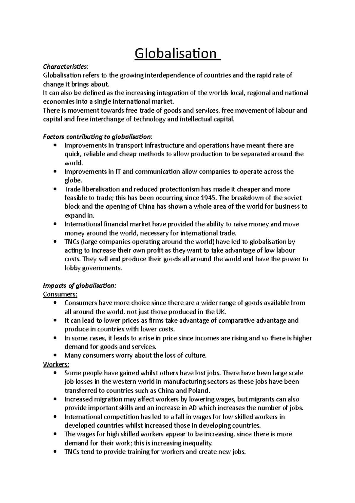 Globalisation - n/a - Globalisation Characteristics: Globalisation ...