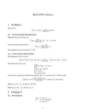 HW2 Solution - HW2 - IE524 HW2 Solution 1 Problem 1 The problem can be formulated as: min 1 T ∑ ...