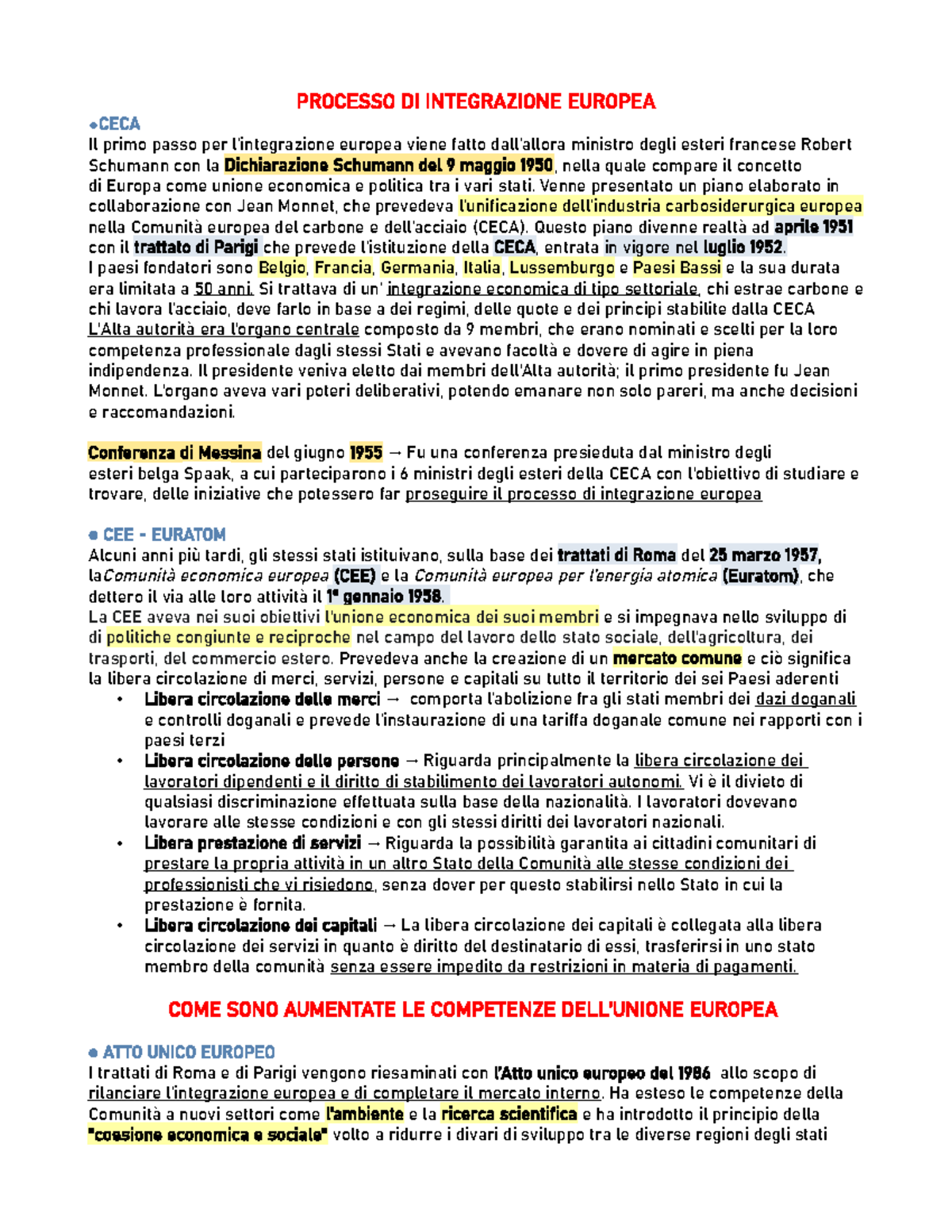 Processo di integrazione europea - PROCESSO DI INTEGRAZIONE EUROPEA ...