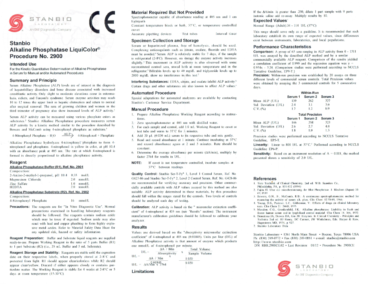 Stanbio ALP-1 - cc2 - Material Required But Not Provided If the is ...