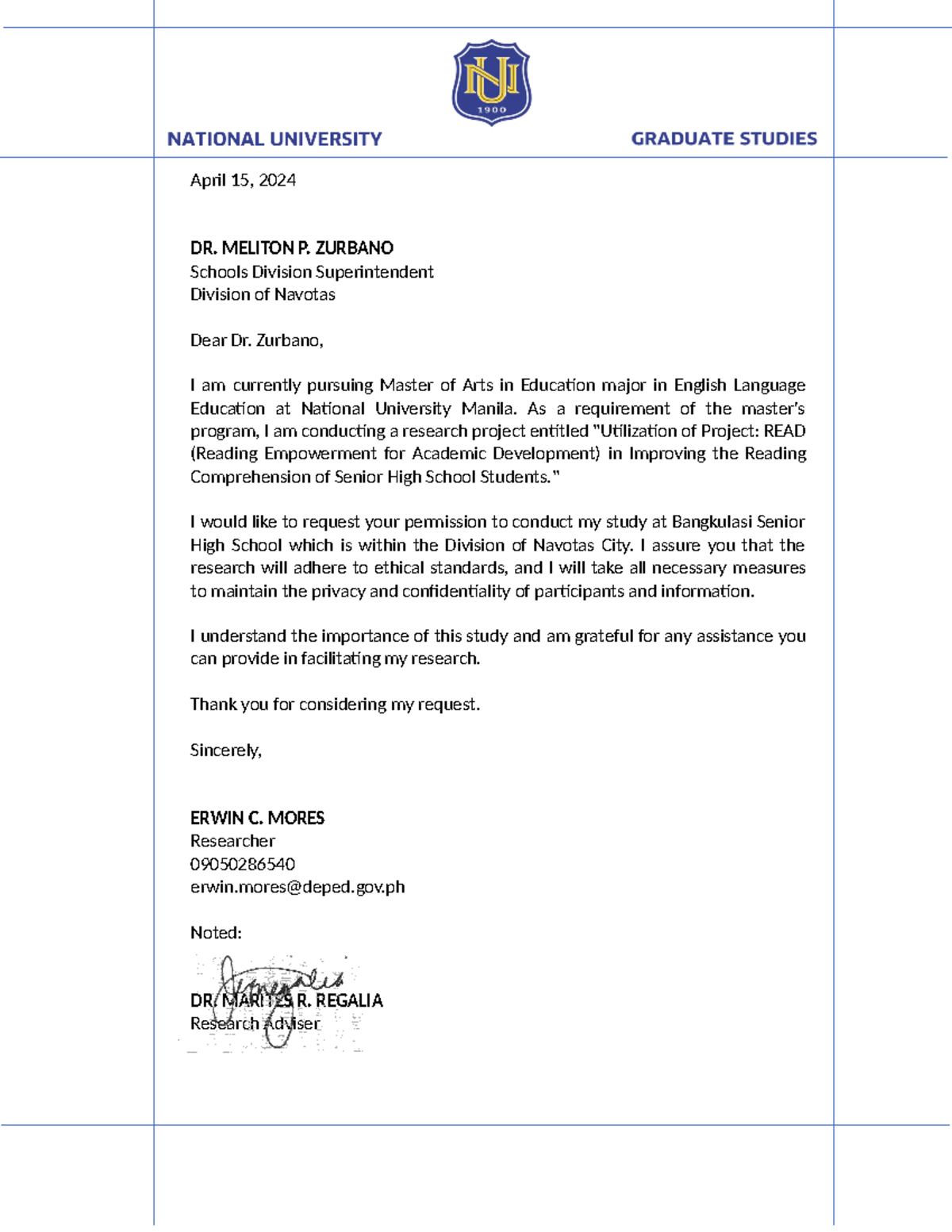 Thesis-Border-Template - April 15, 2024 DR. MELITON P. ZURBANO Schools ...