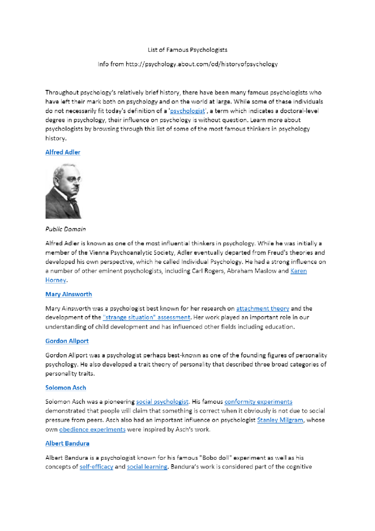 List of Famous Psychologists. Info from - PDF Free Download ...