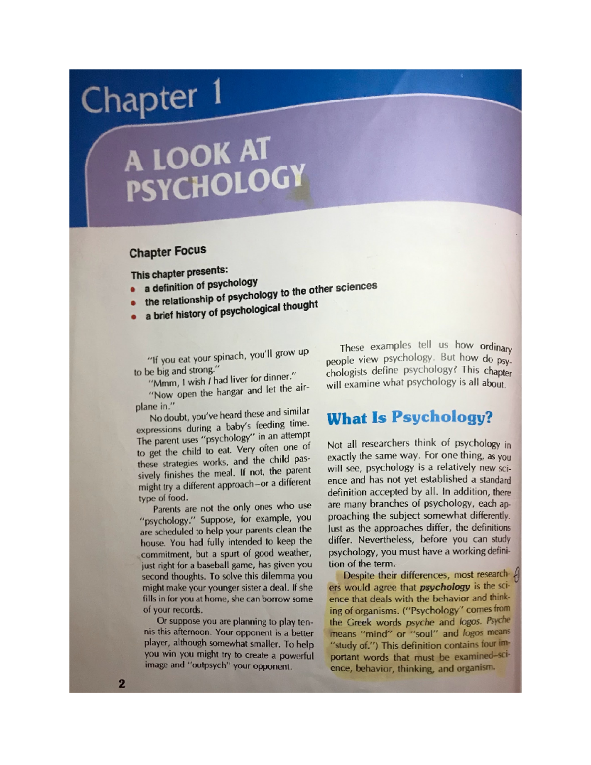PSYCHOLOGY: Chapter 1: A Look At Psychology - Chapter A LOOK AT ...